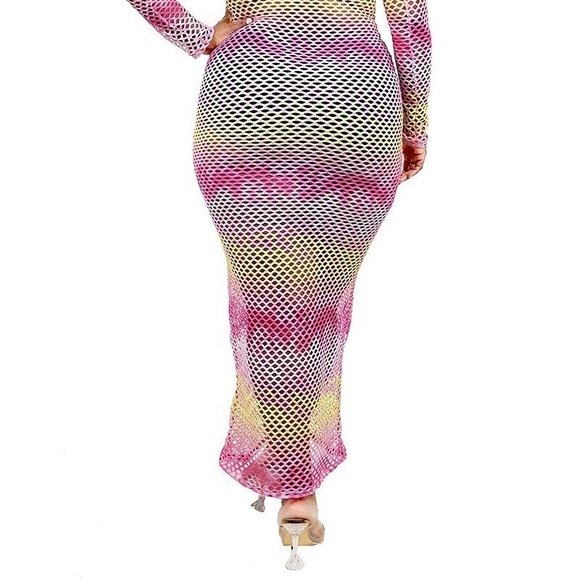 Shannel’s Closet | Dresses | Seethrough Gradient Fishnet Overlay Dress ...